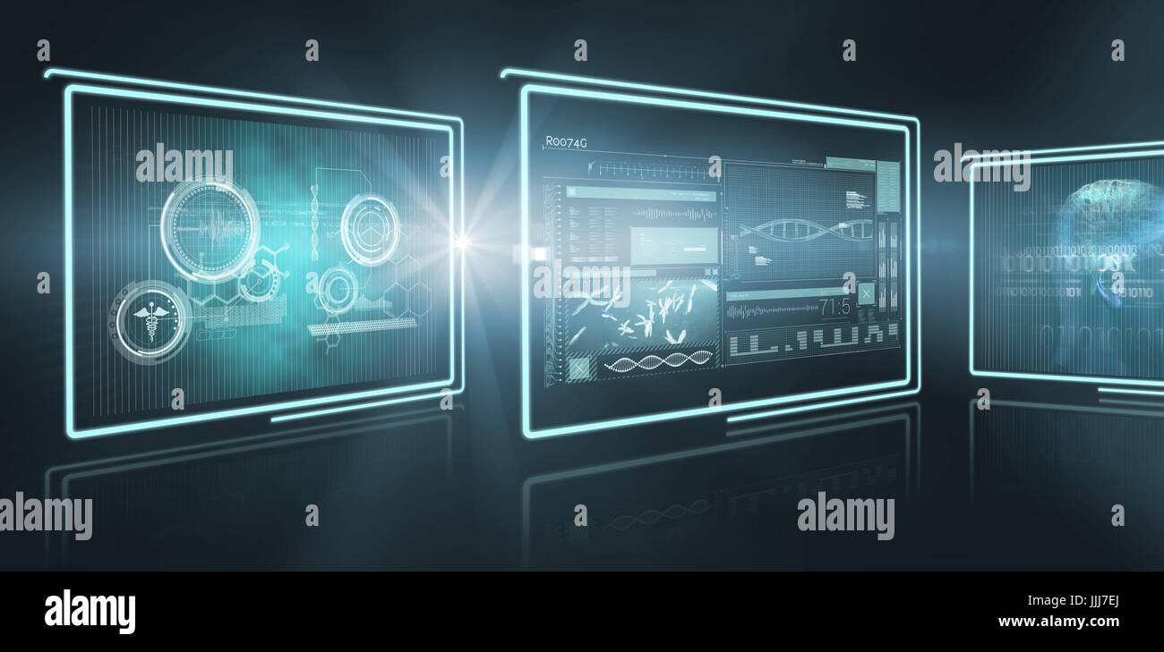 Composite 3d image of different application interface Stock Photo - Alamy