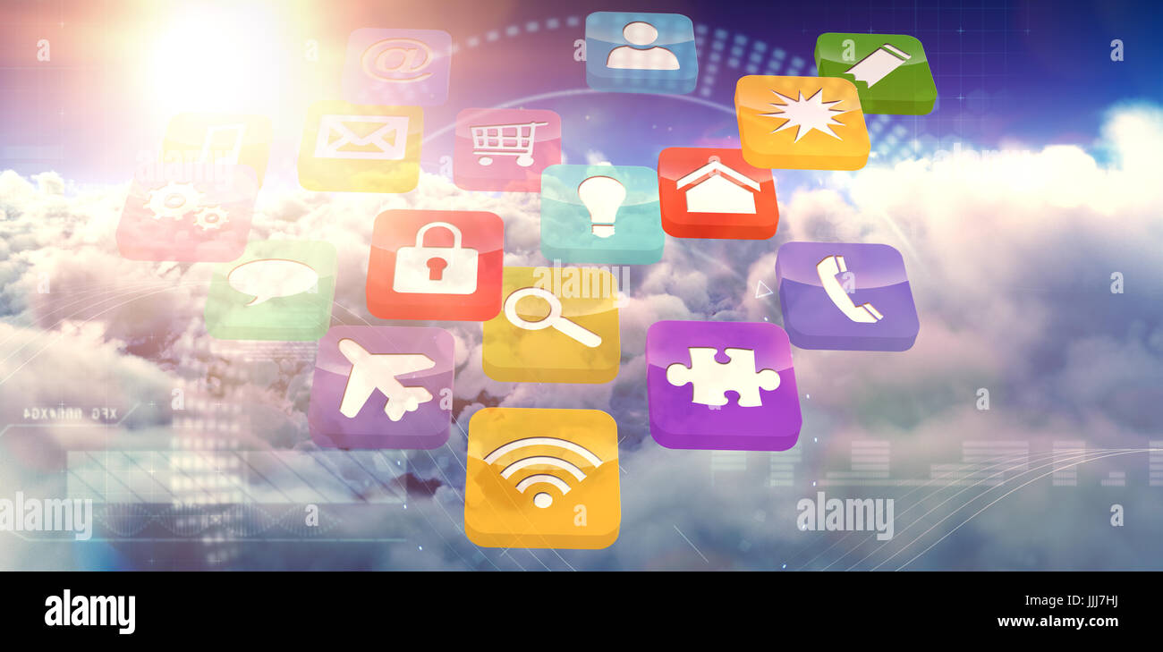 Composite 3d image of colourful computer applications Stock Photo - Alamy