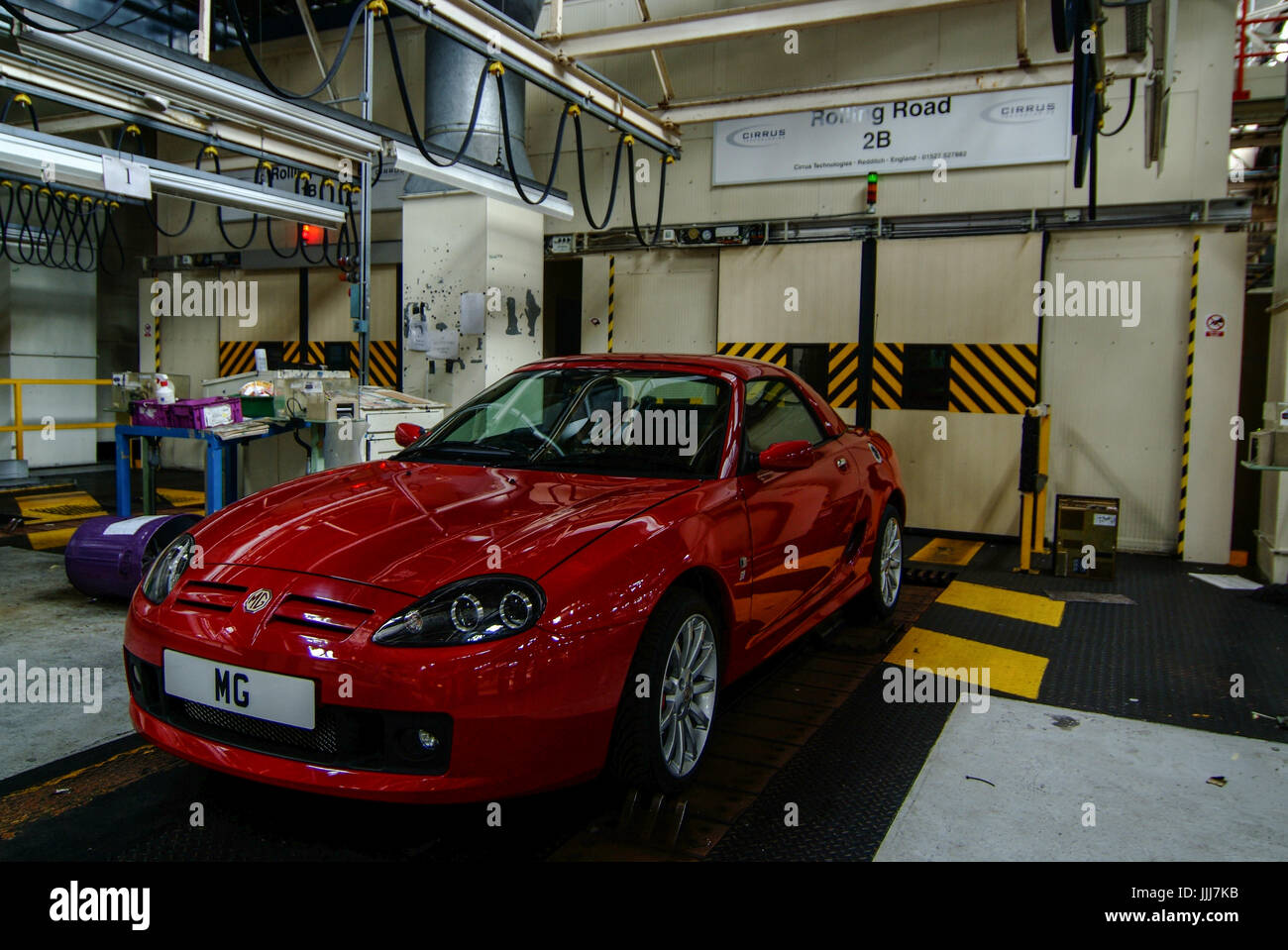 The last MG TF sportscar on the 2B Rolling Road, complete with keys in ...