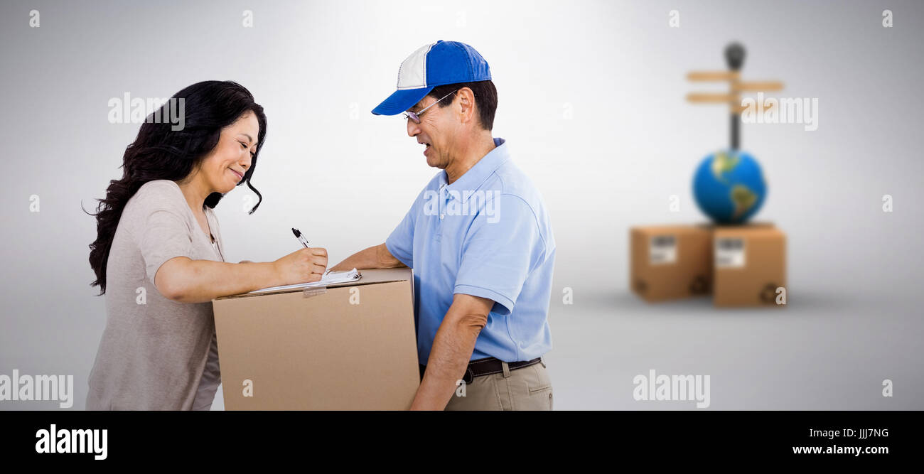 Signing for a parcel hi-res stock photography and images - Alamy
