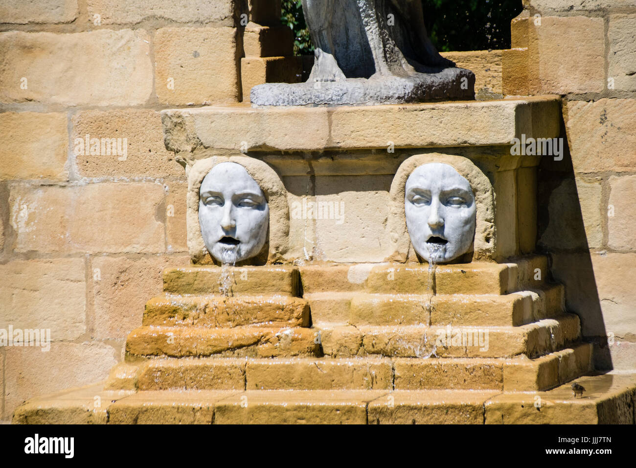 Statue and water fountains outside the Museum de Bellas Artes, Bilbao ...