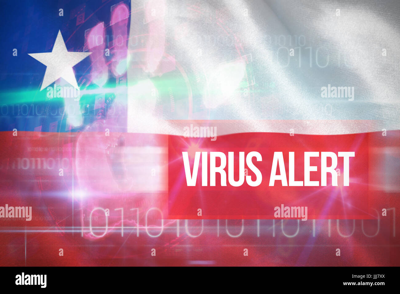 Composite 3d image of virus alert against blue technology design with ...