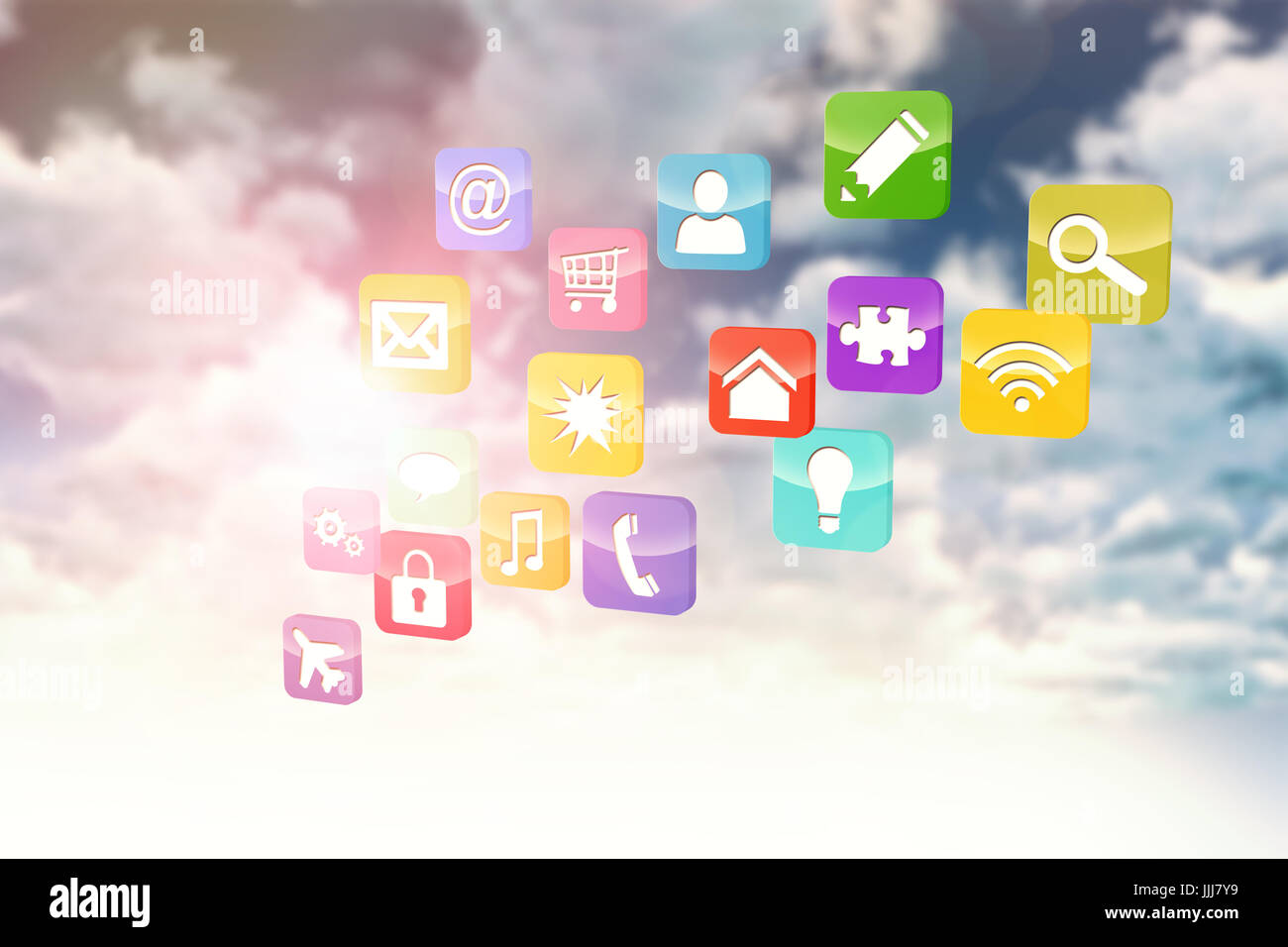 Composite 3d image of colourful computer applications Stock Photo - Alamy