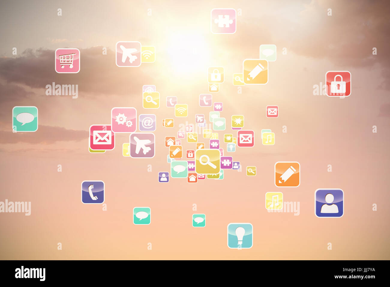 Composite 3d image of colourful computer applications Stock Photo - Alamy