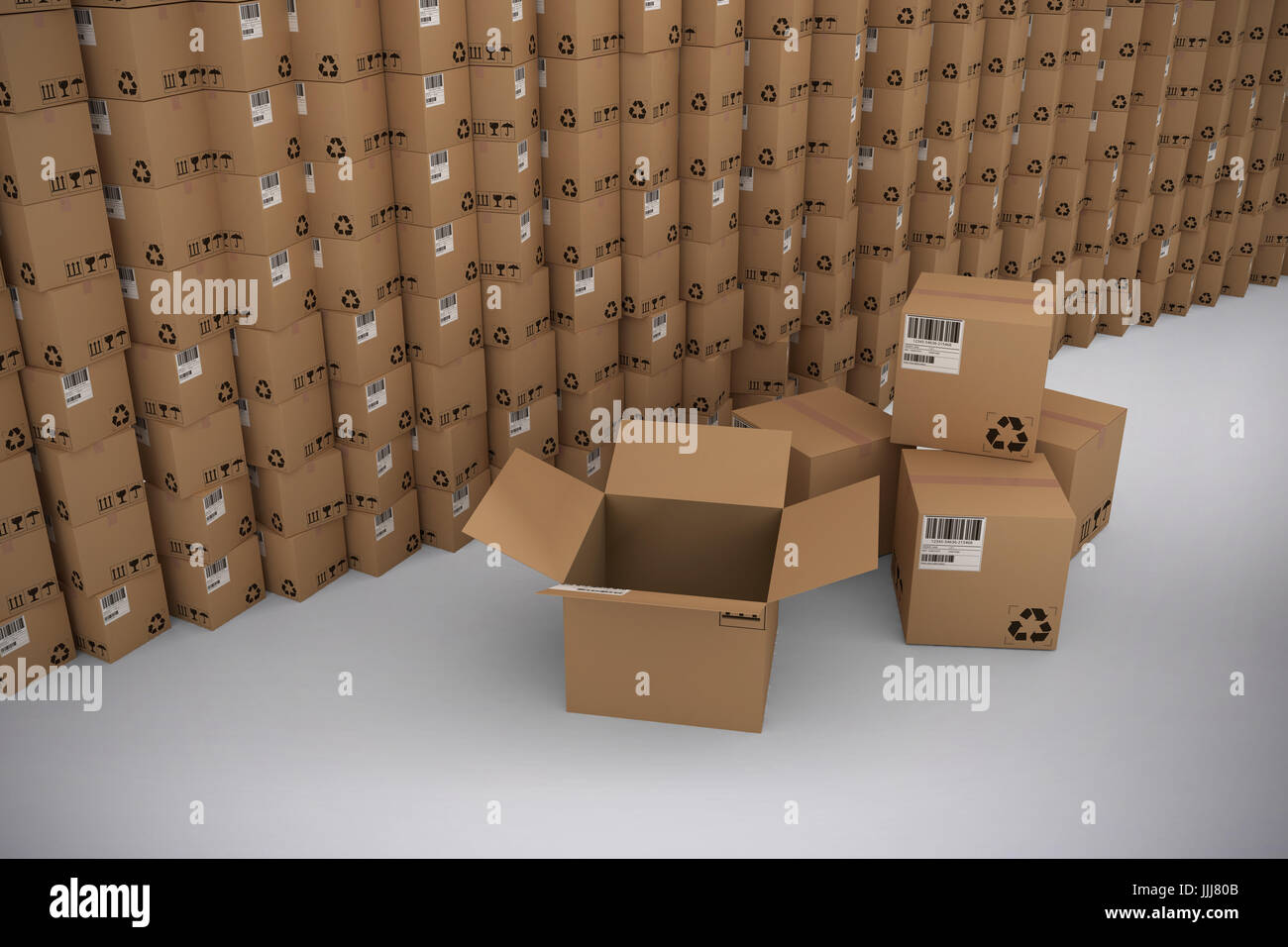 Composite image of stack of brown cardboard boxes Stock Photo - Alamy