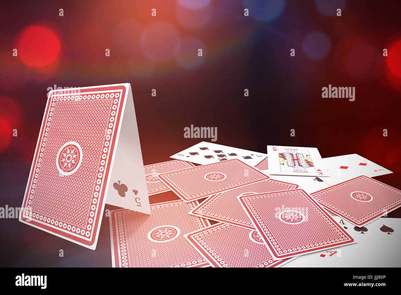 Composite 3d image of graphic image of card castle Stock Photo - Alamy