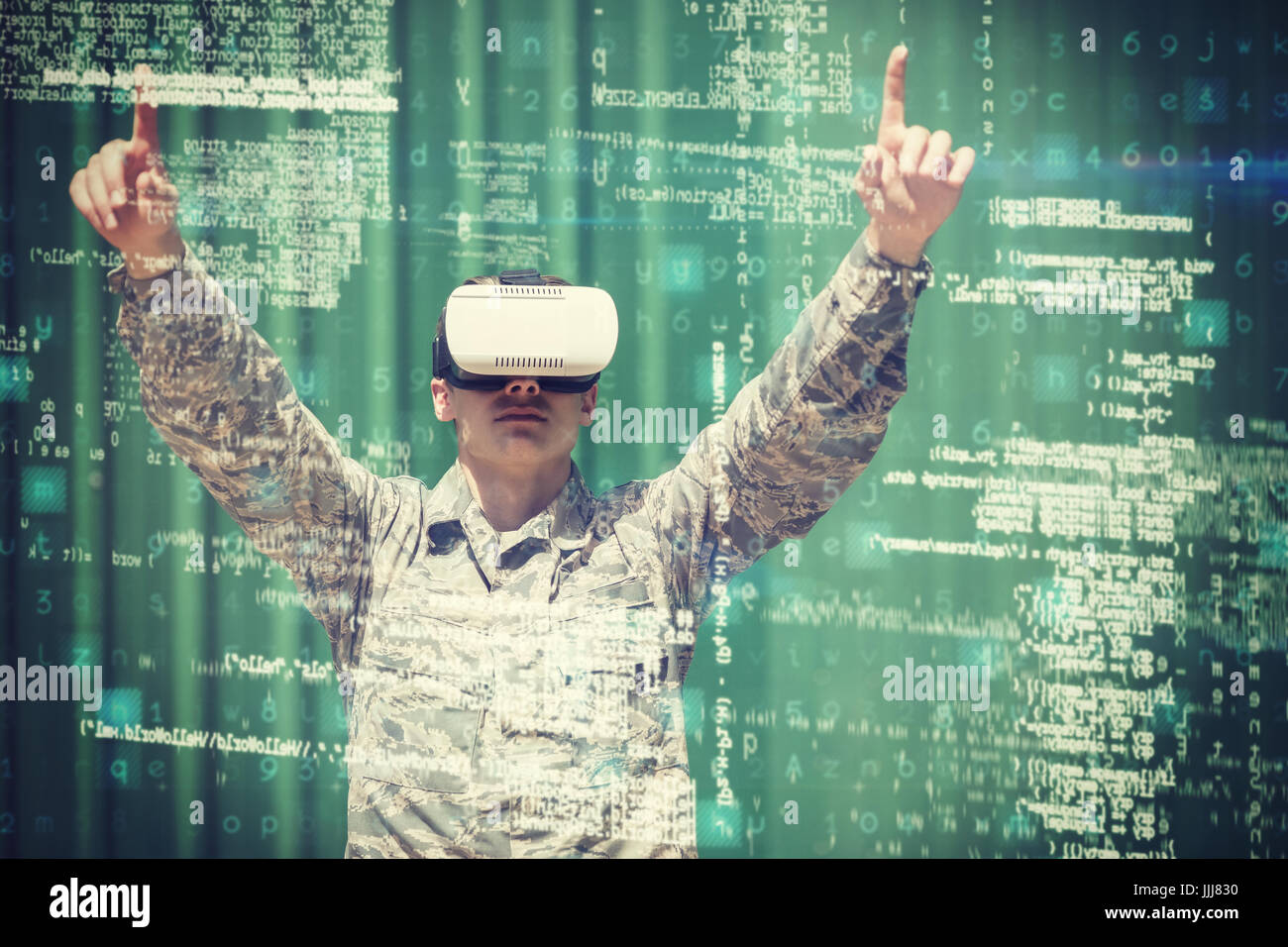 Military soldier using virtual reality 3d headset Stock Photo - Alamy