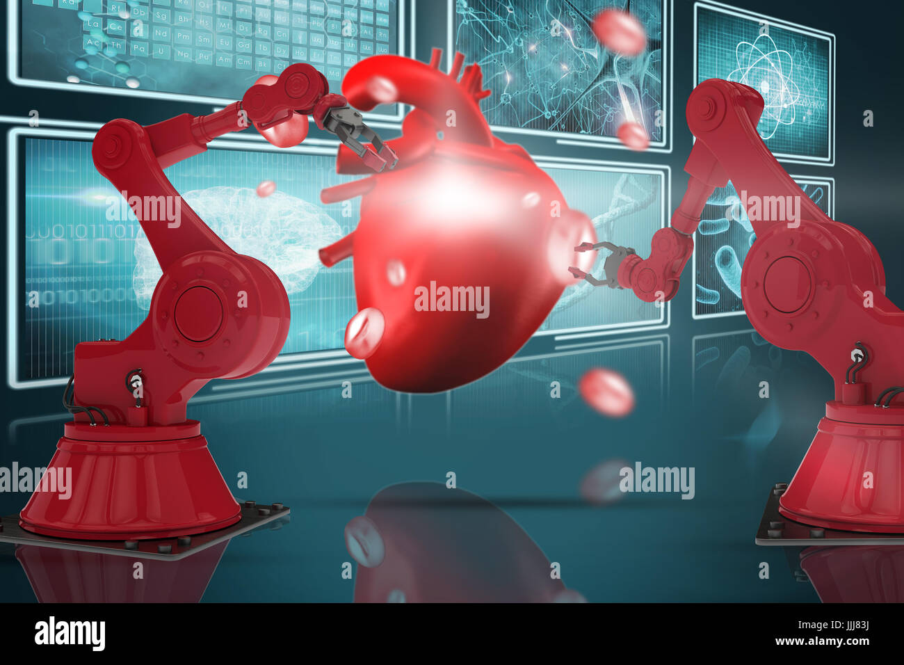 Composite 3d image of red robot arm with claw Stock Photo - Alamy