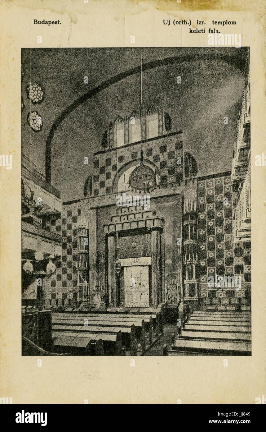 Synagogue interior, Budapest, Eastern wall with the ark containing the ...