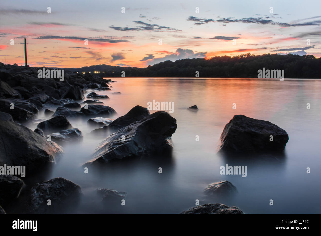 Long Exposure River Water Sunset Stock Photo - Alamy