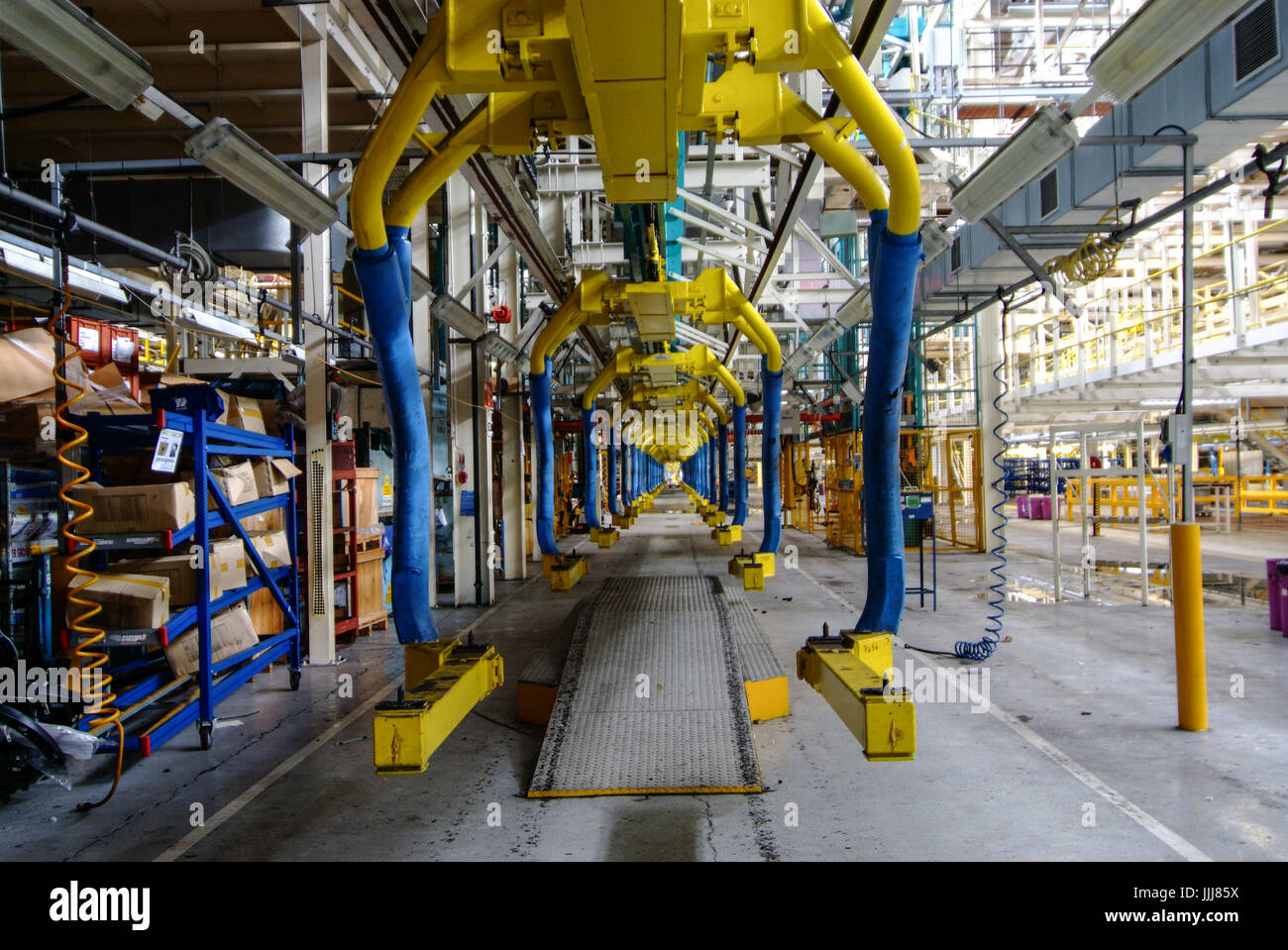 The abandoned production line in the derelict MG Rover car factory in ...