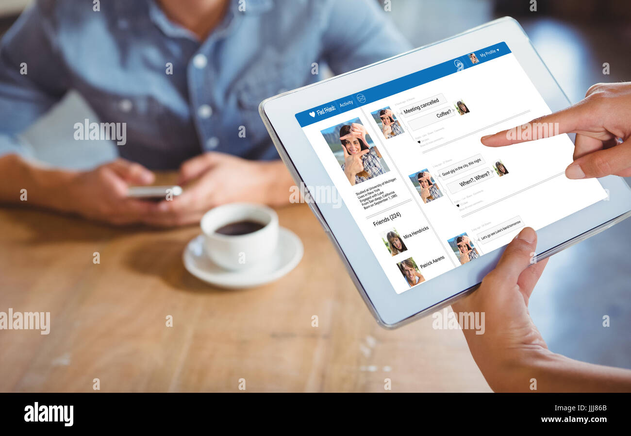 Person using 3d tablet computer in cafe Stock Photo - Alamy