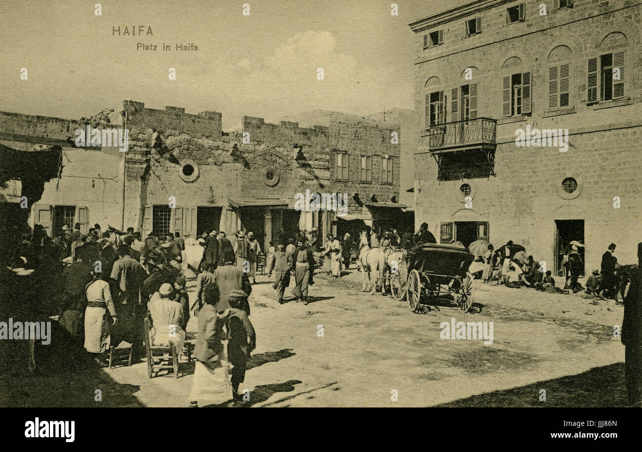 Square in Haifa, Palestine (now Israel), 1920s / 1930s Stock Photo - Alamy