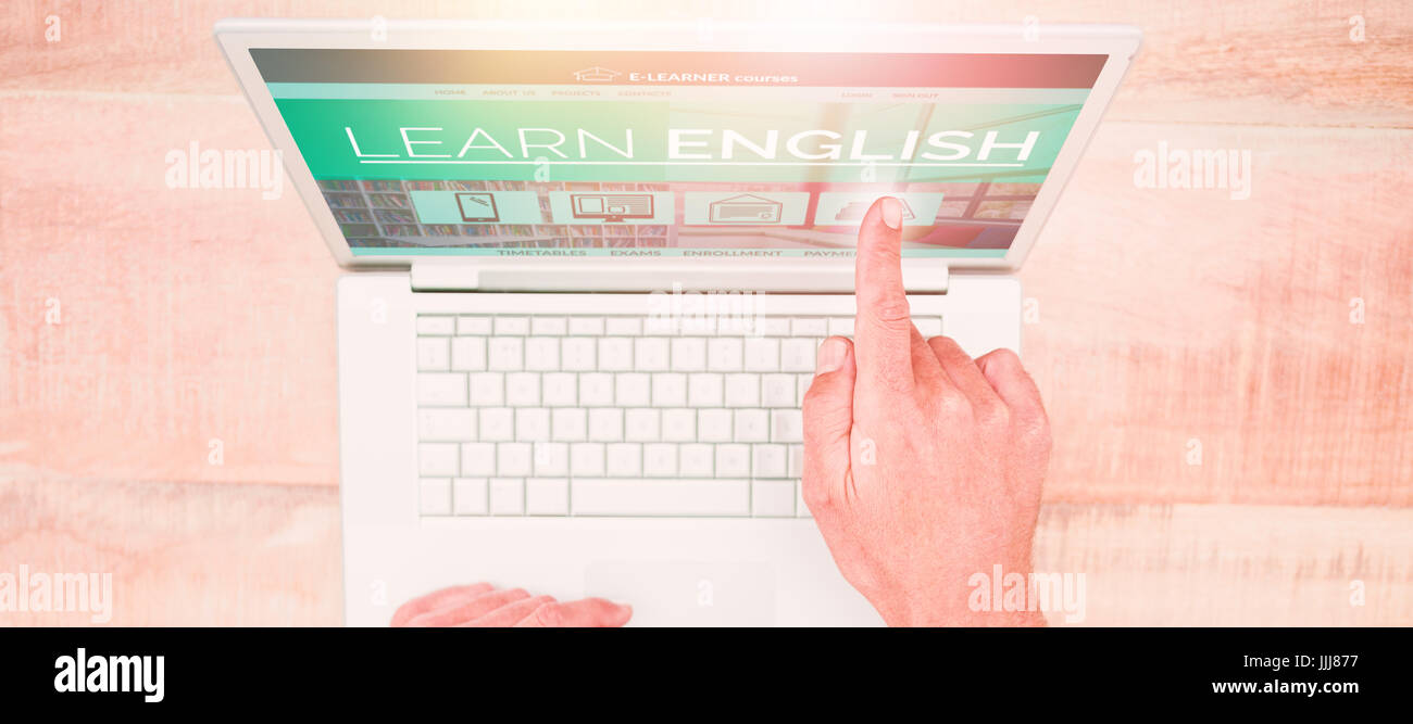 Composite 3d image of vector image of e-learning interface on screen ...