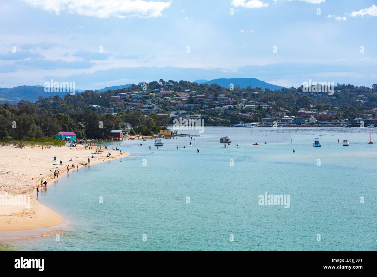 Downtown Merimbula from Bar Beach Lookout in New South Wales, Australia ...