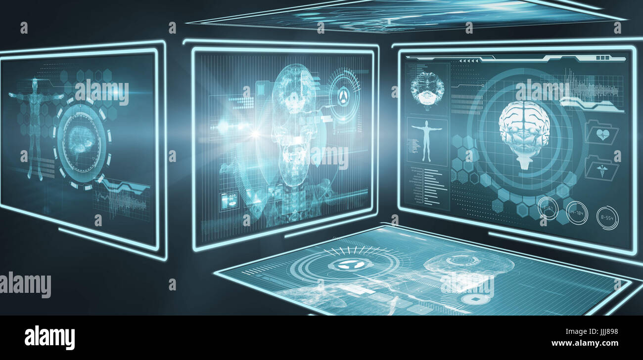 Composite 3d image of different application interface Stock Photo - Alamy