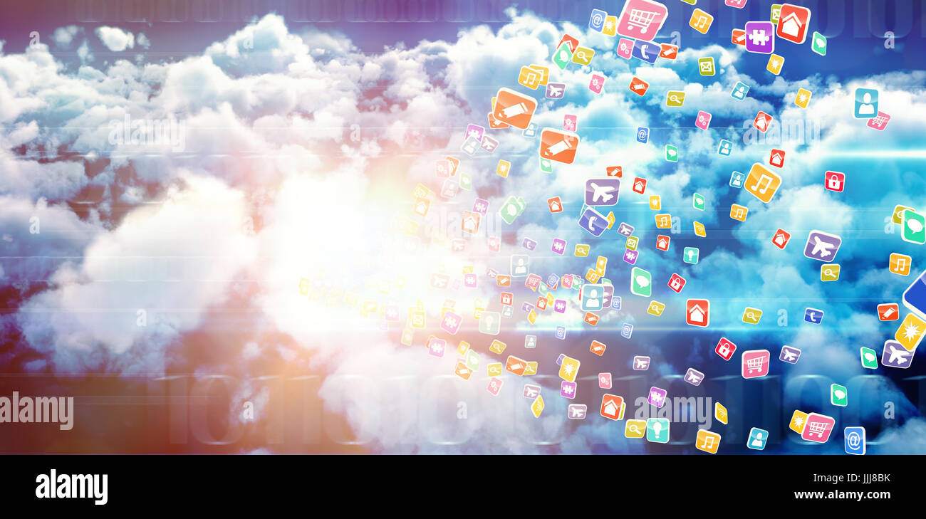 Composite 3d image of colourful computer applications Stock Photo - Alamy