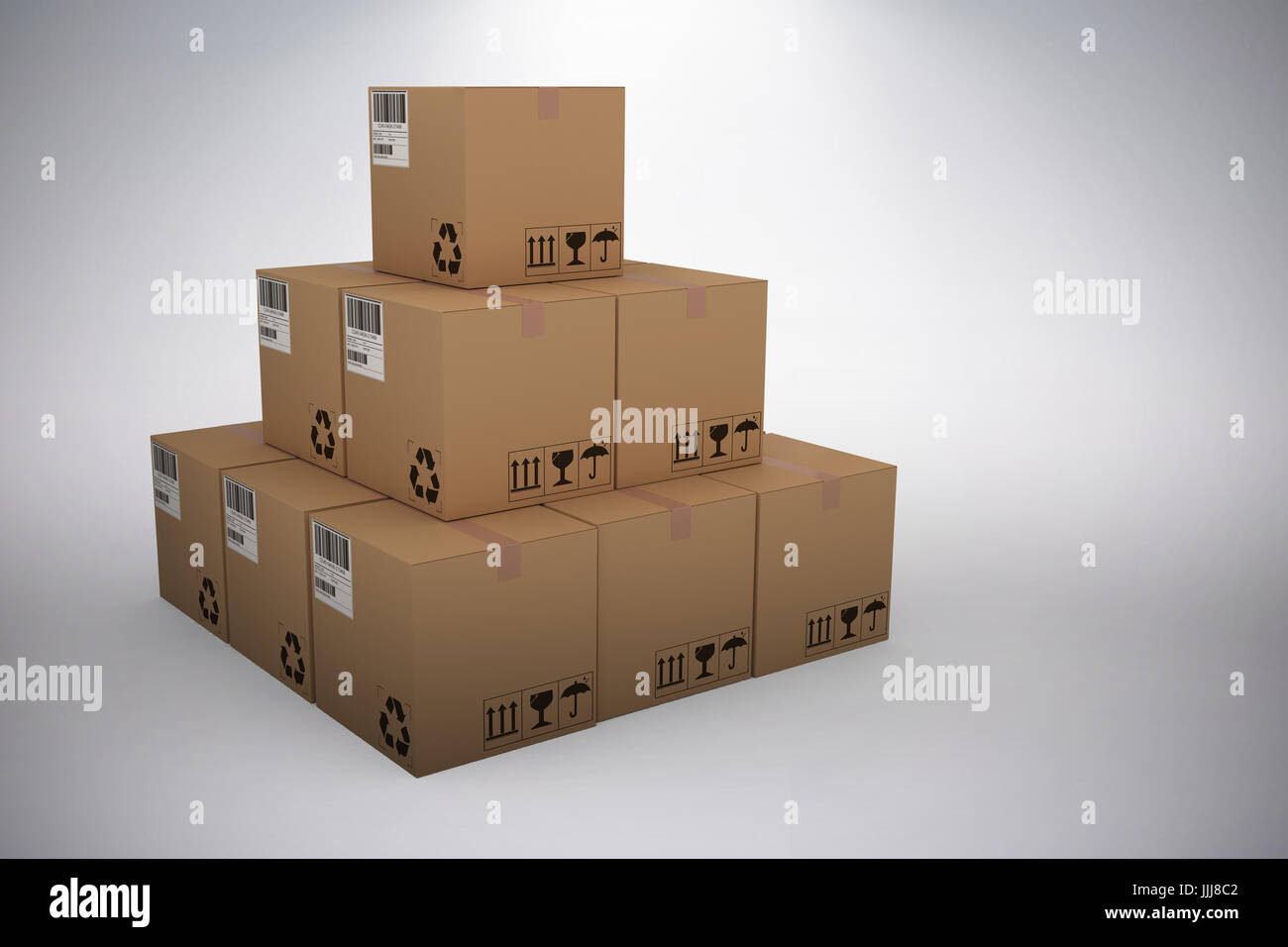 Composite 3d image of stack of packed cardboard boxes Stock Photo - Alamy