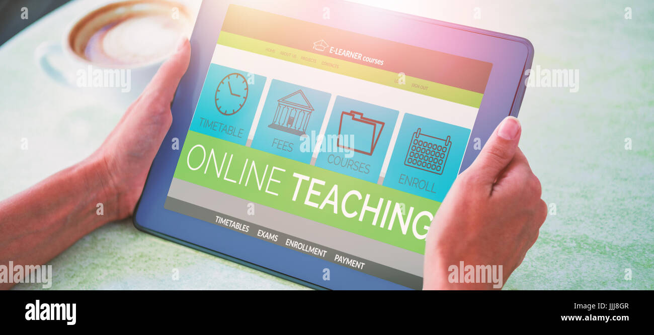 Composite 3d image of computer graphic image of e-learning interface on ...