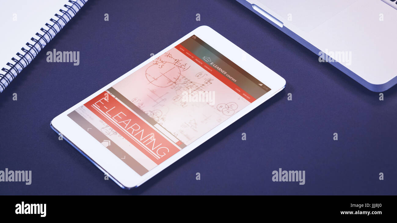 Composite 3d image of graphic image of online education interface on ...