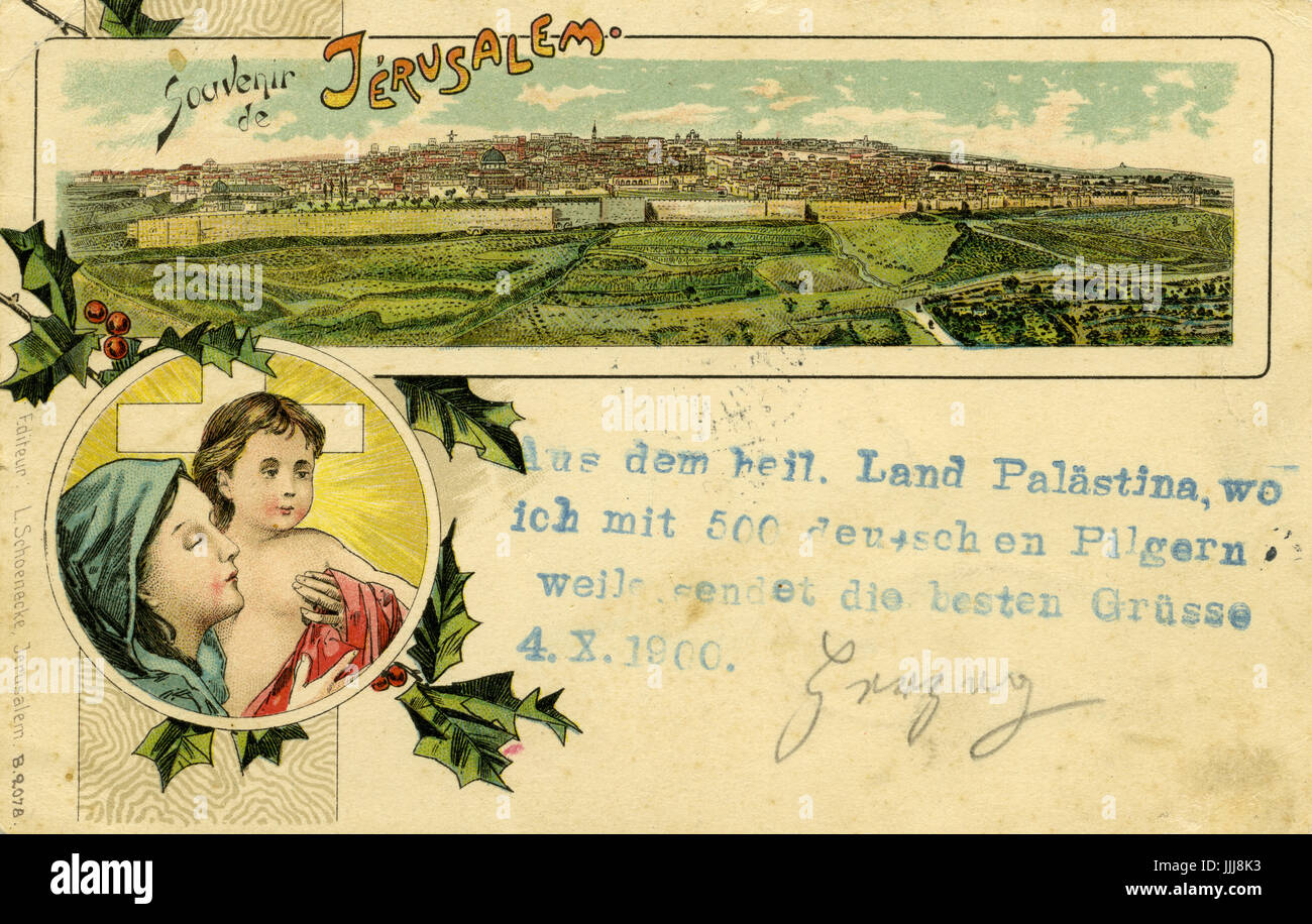 Jerusalem, postcard from the Holy Land, late 19th / early 20th century ...