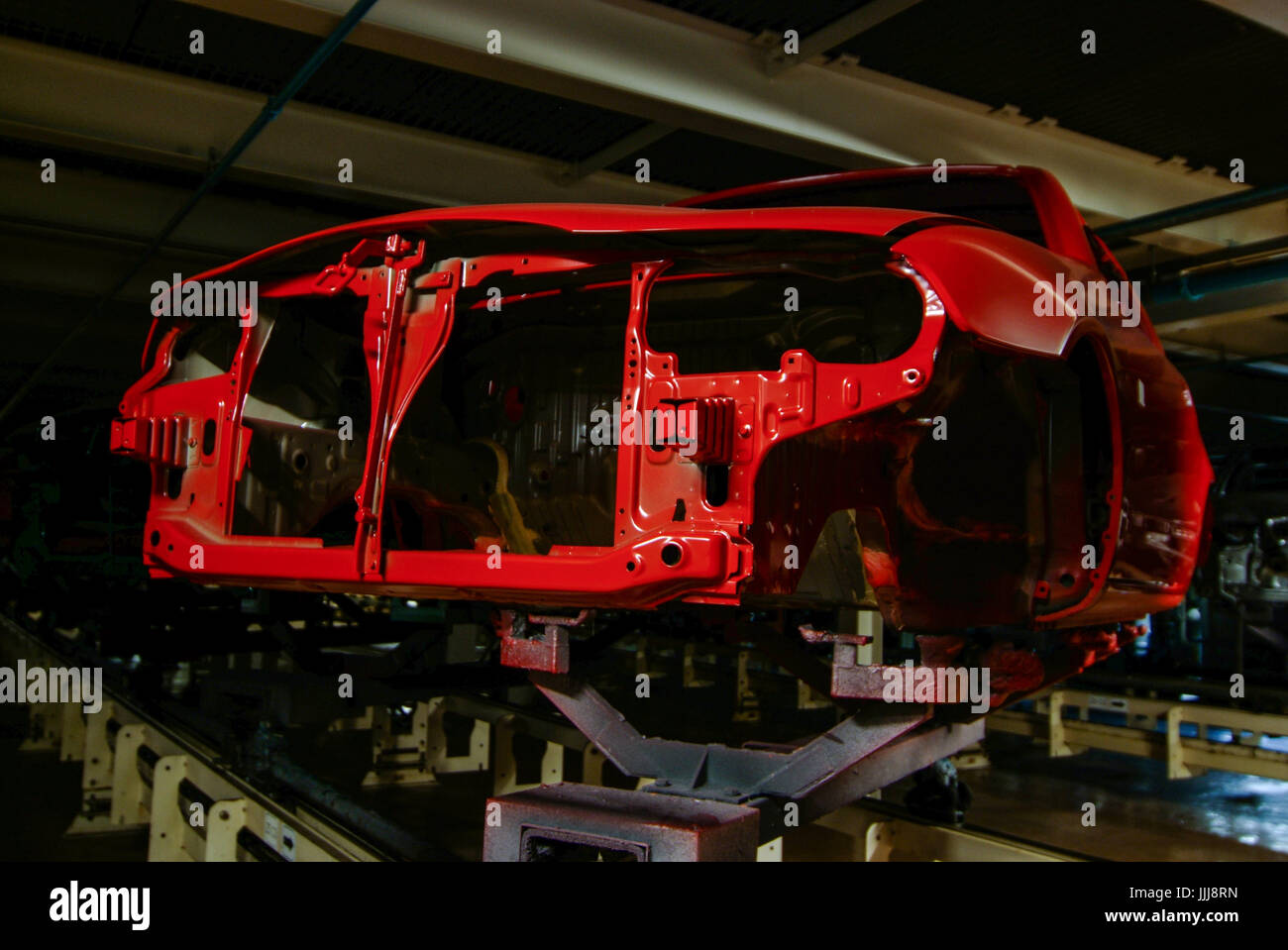 Old MG Rover bodyshells on the production line inside the abandoned MG ...