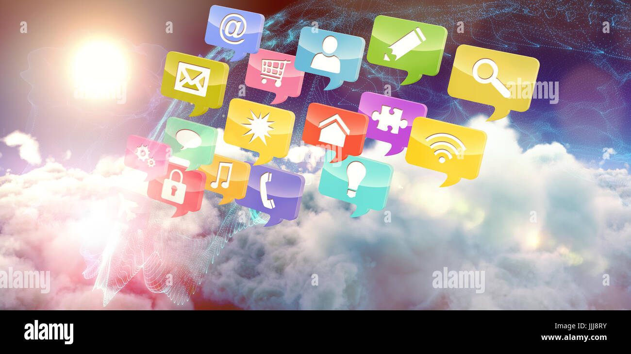 Composite 3d image of colourful computer applications Stock Photo - Alamy