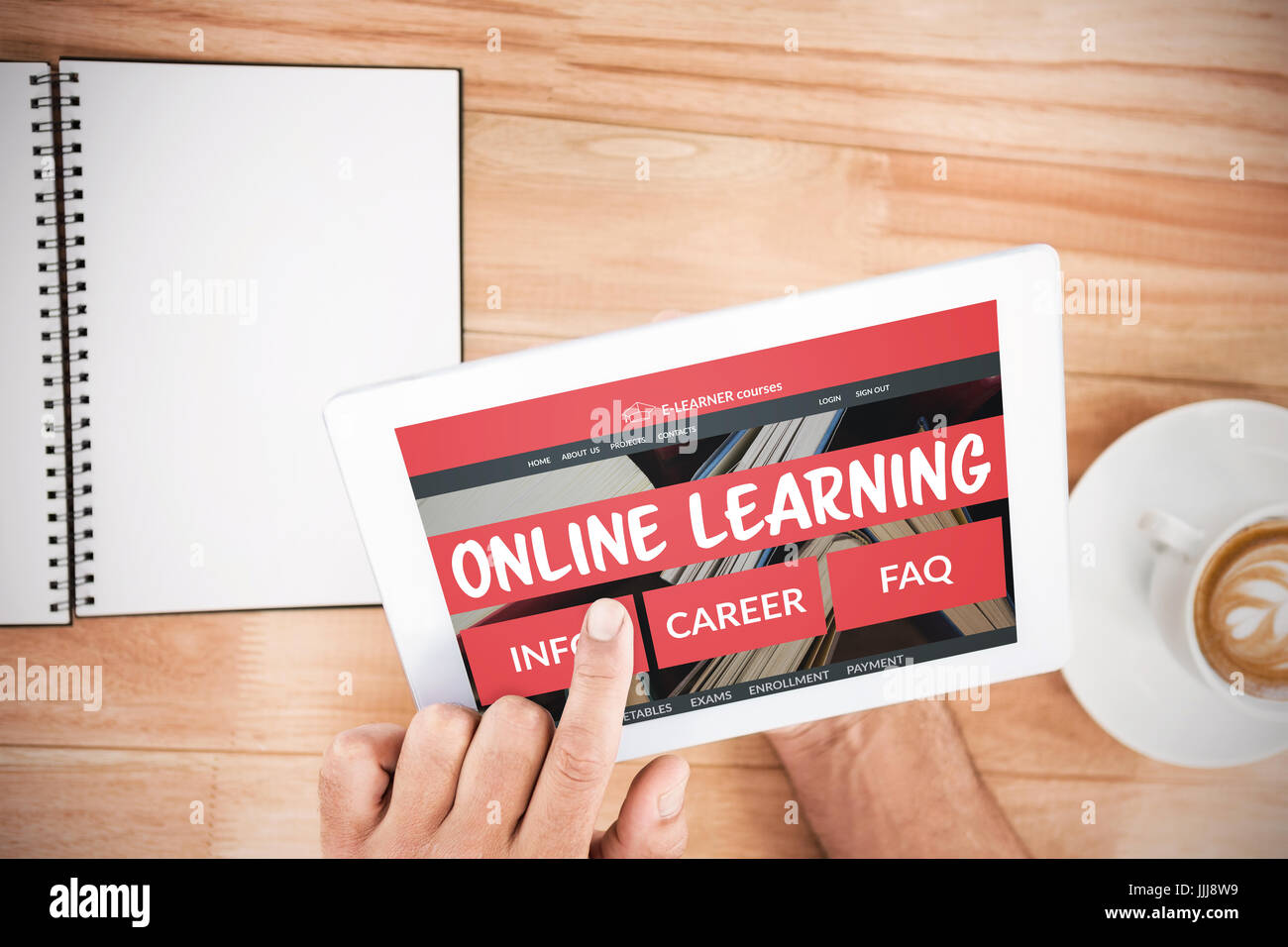 Composite 3d image of computer generated image of e-learning interface ...