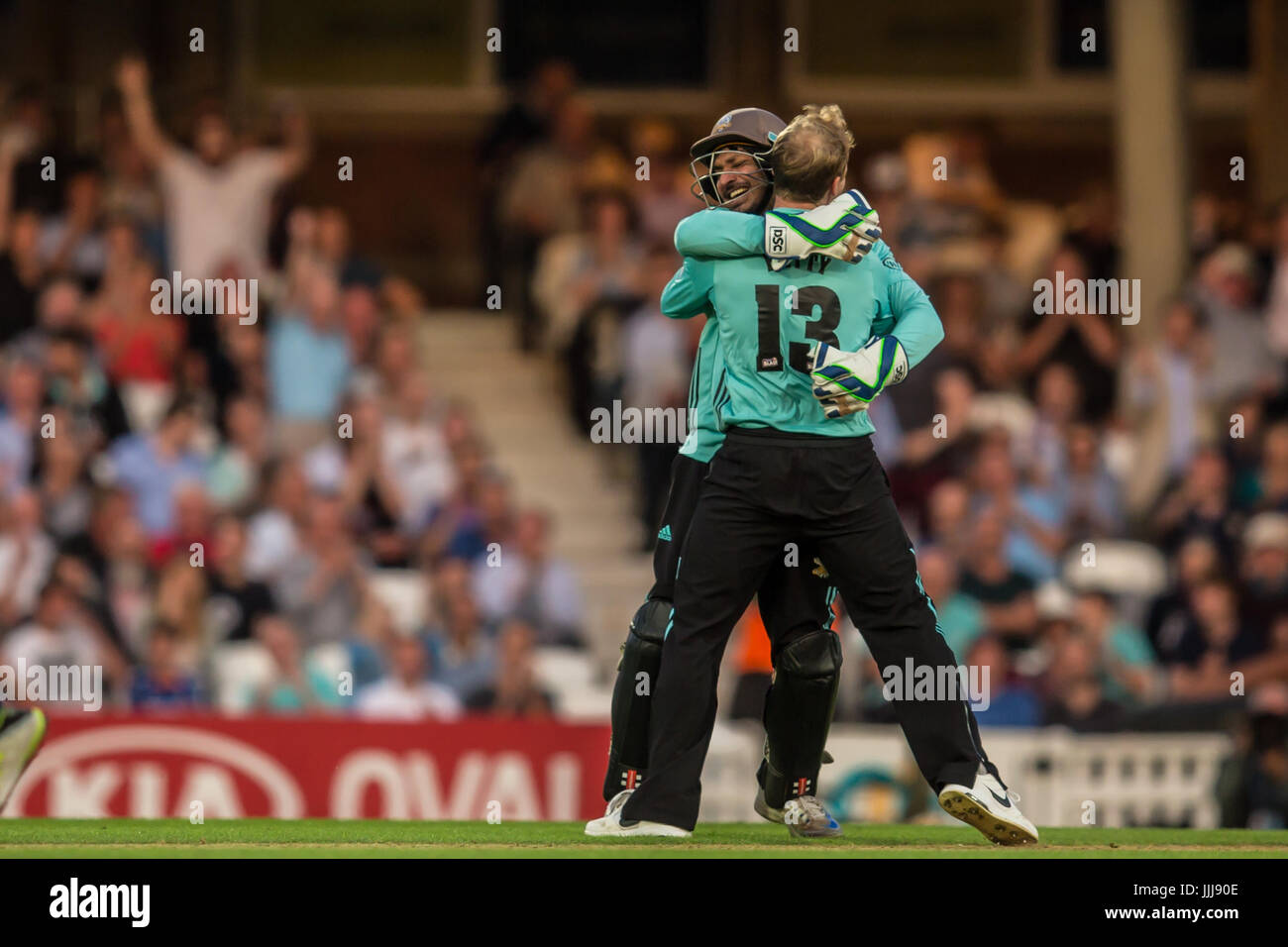 London, UK. 19 July, 2017. Gareth Batty and Kumar Sangakkara after ...