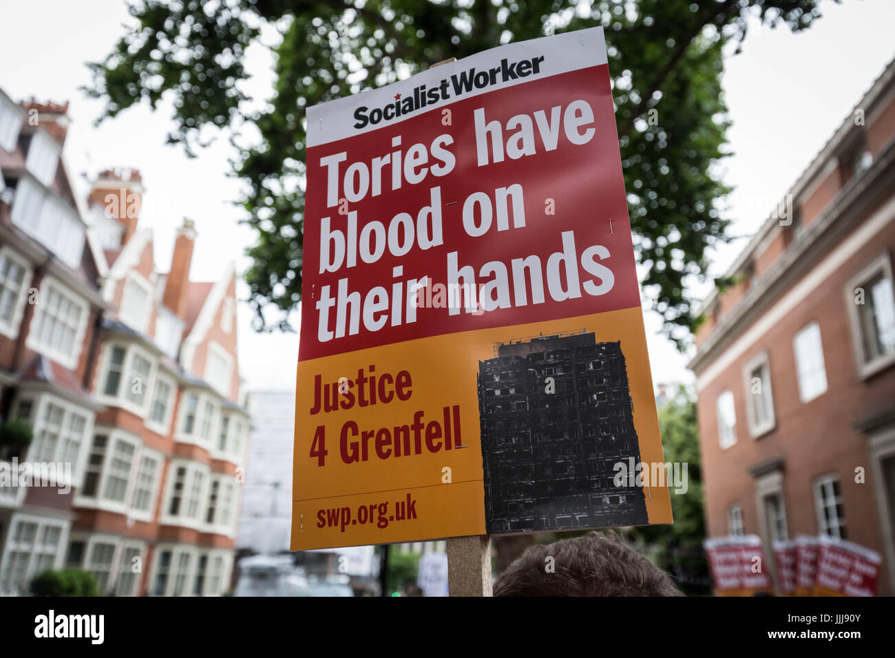 London, UK. 19th July, 2017. Grenfell Tower protest. Hundreds of angry ...