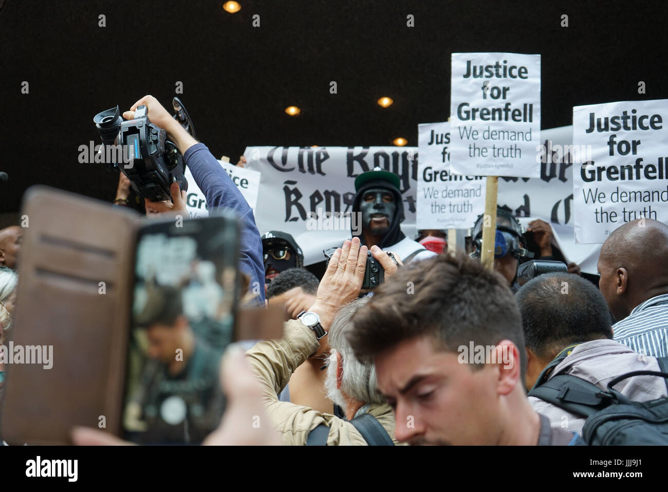 London, UK. 19th July, 2017. Justice for Grenfell Tower protest ...