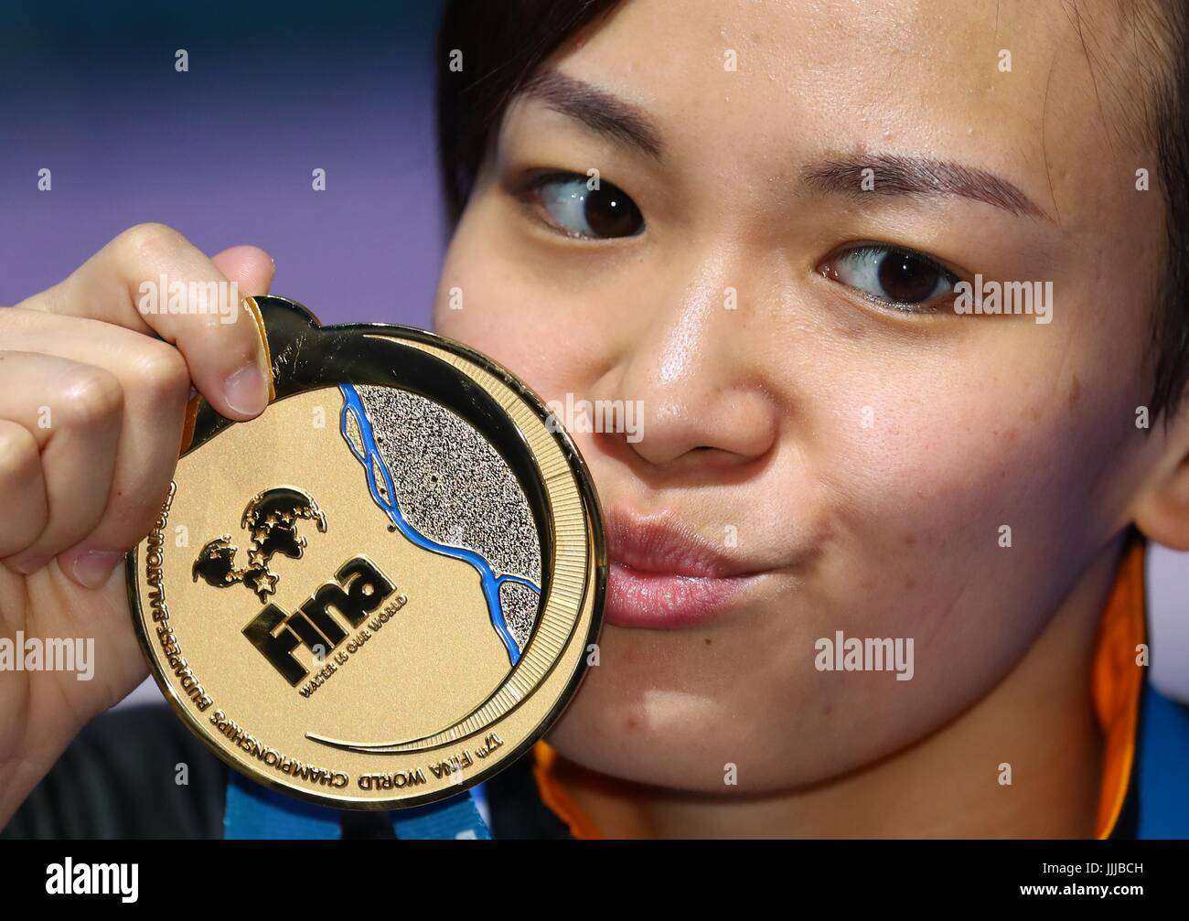 Budapest, Hungary. 19th July, 2017. Cheong Jun Hoong of Malaysia reacts ...