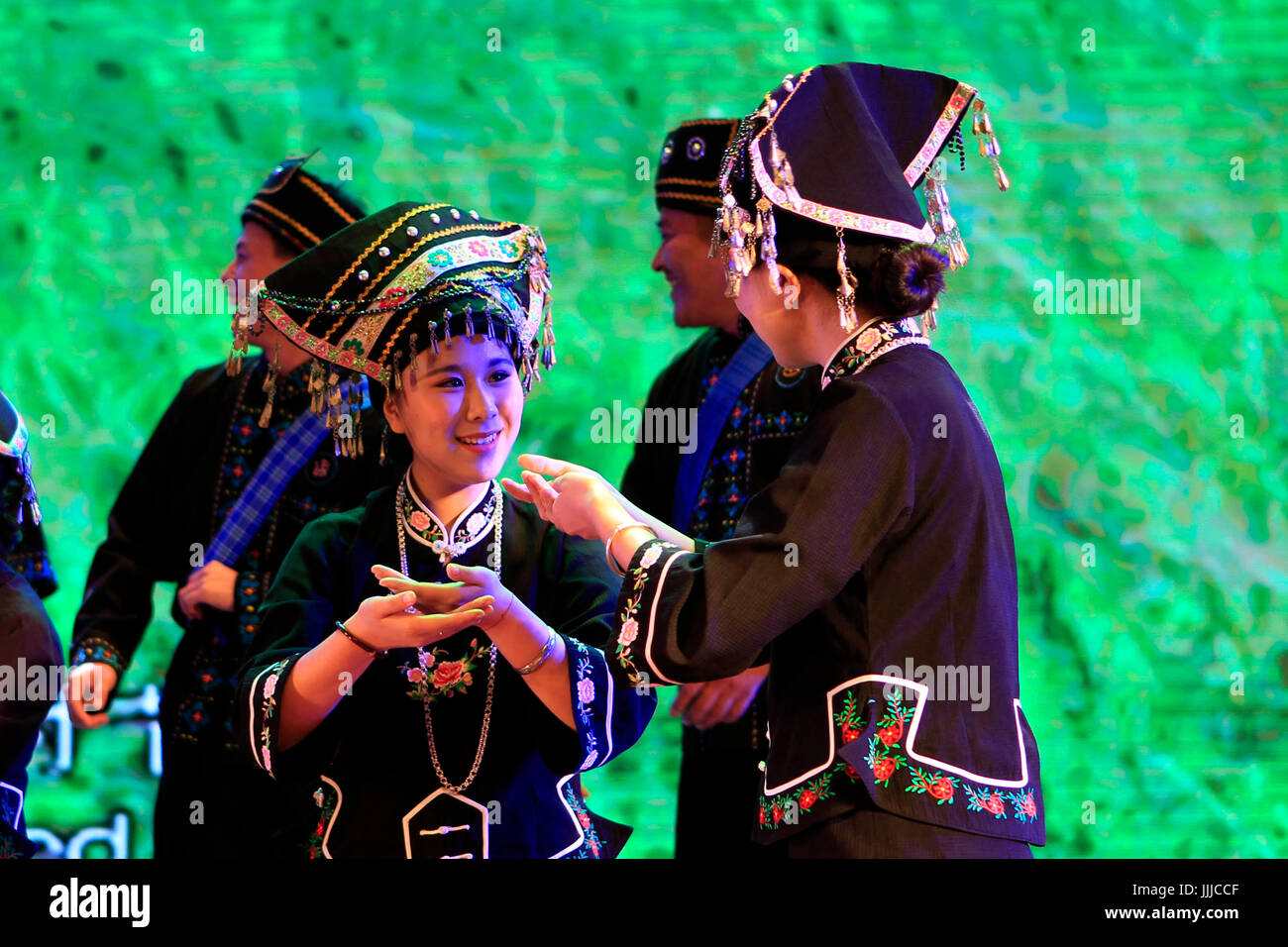 Qiubei, China's Yunnan Province. 19th July, 2017. Singers from the Poya ...