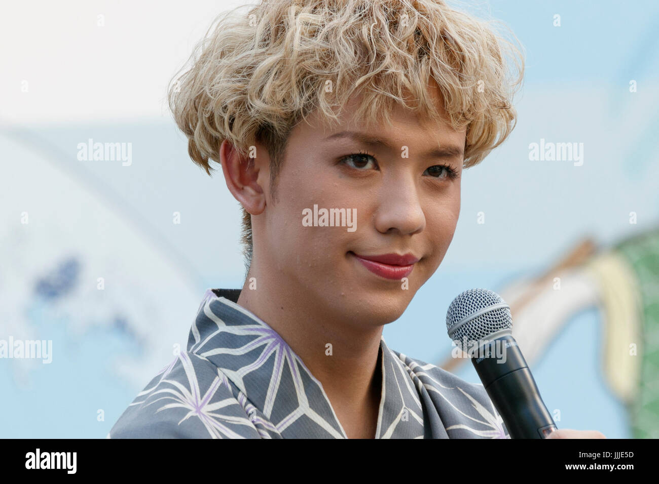 Tokyo, Japan. 20th July, 2017. Japanese model Ryucheru speaks during ...