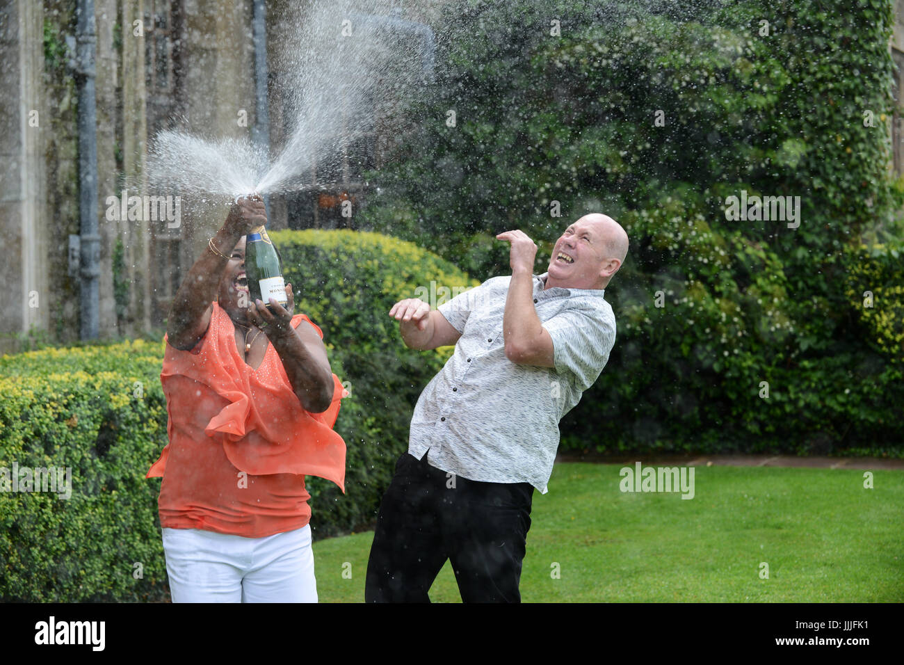 Winning the lottery champagne hi-res stock photography and images - Alamy