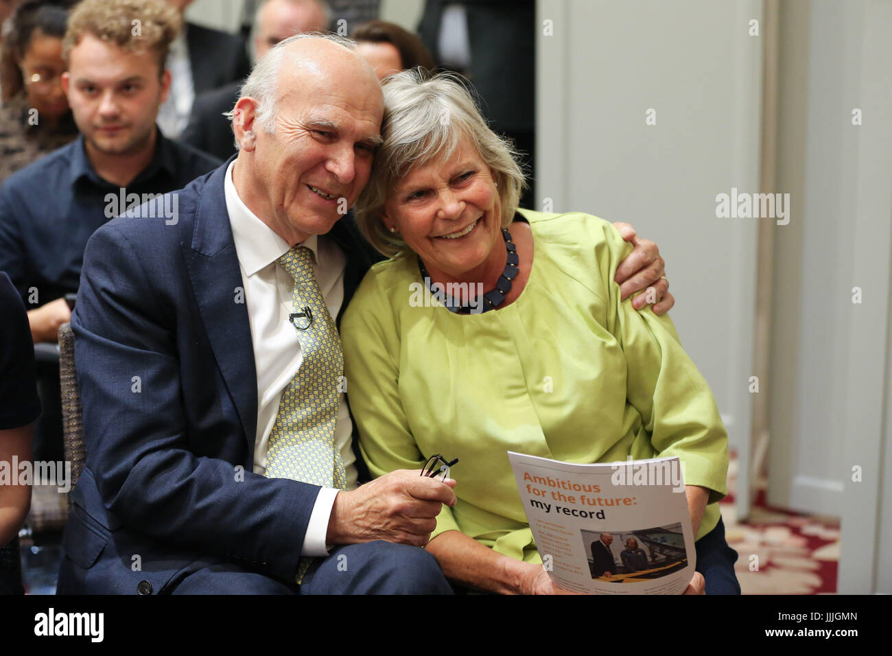 London, UK. 20th Jul, 2017. Sir Vince Cable with his wife Rachel Smith ...