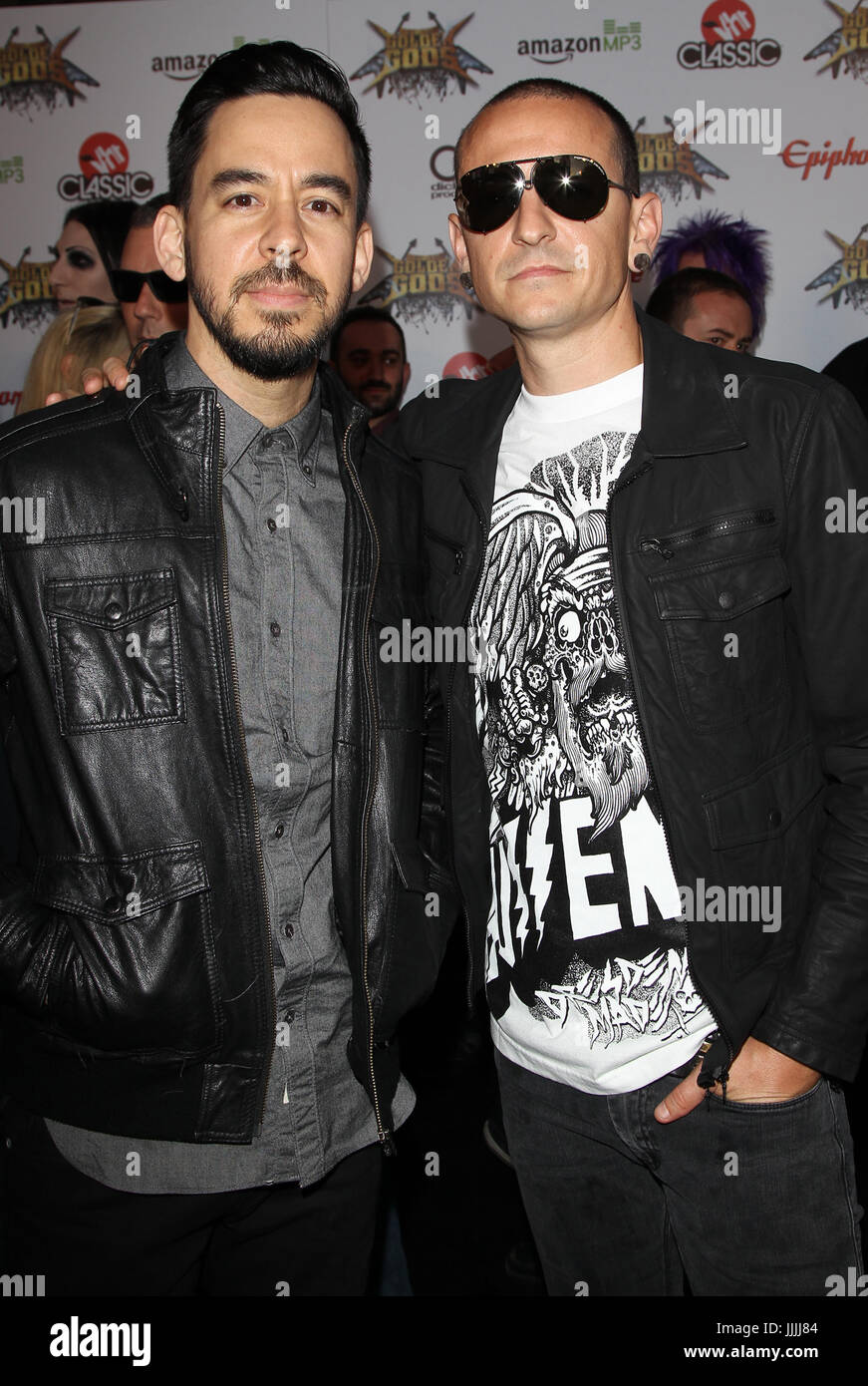 Los Angeles, CA, USA. 23rd Apr, 2017. Mike Shinoda, Chester Bennington ...