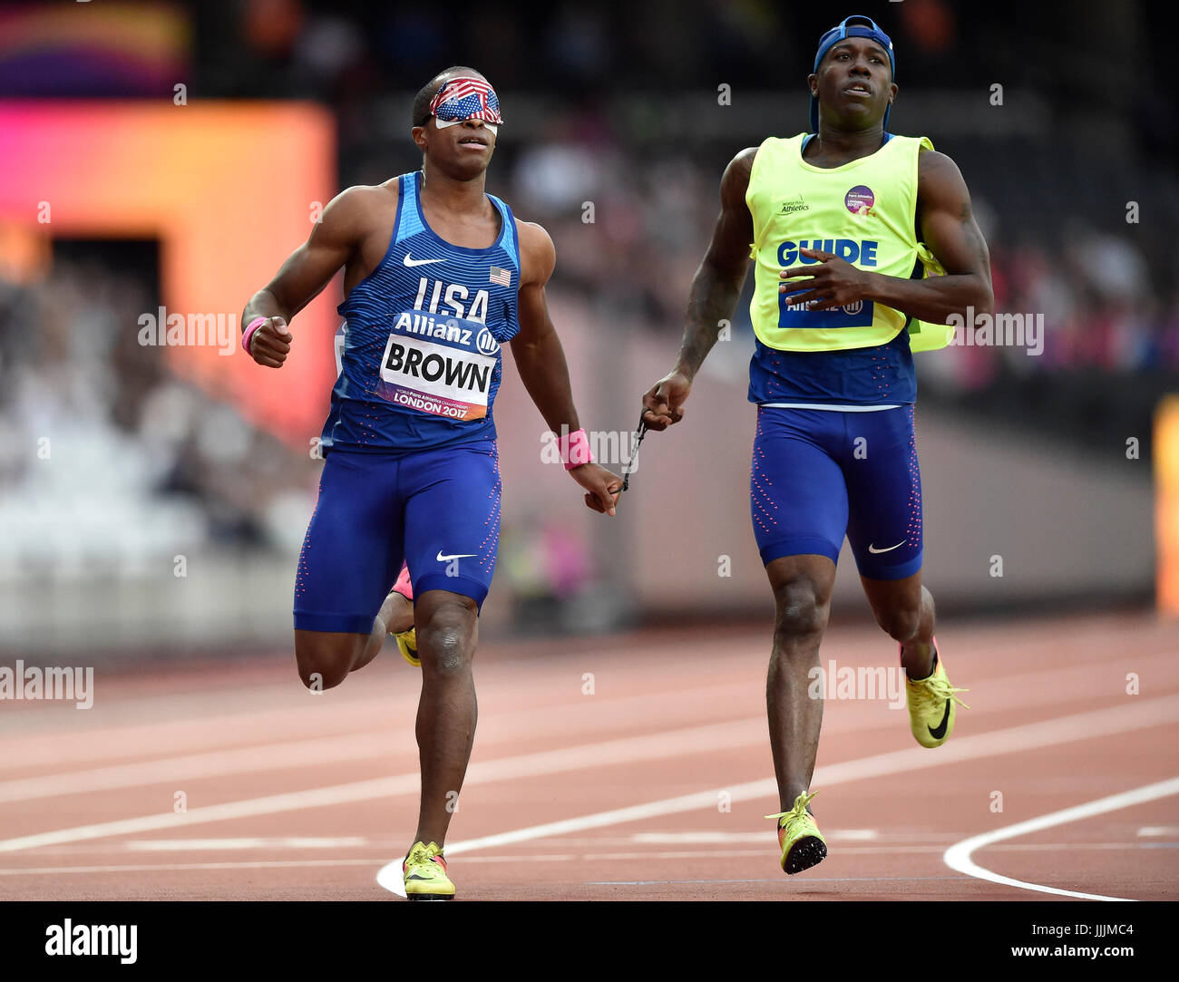 LONDON ENGLAND - July 20, 2017: David Brown (USA) in Men's 200M T11 (R1 ...