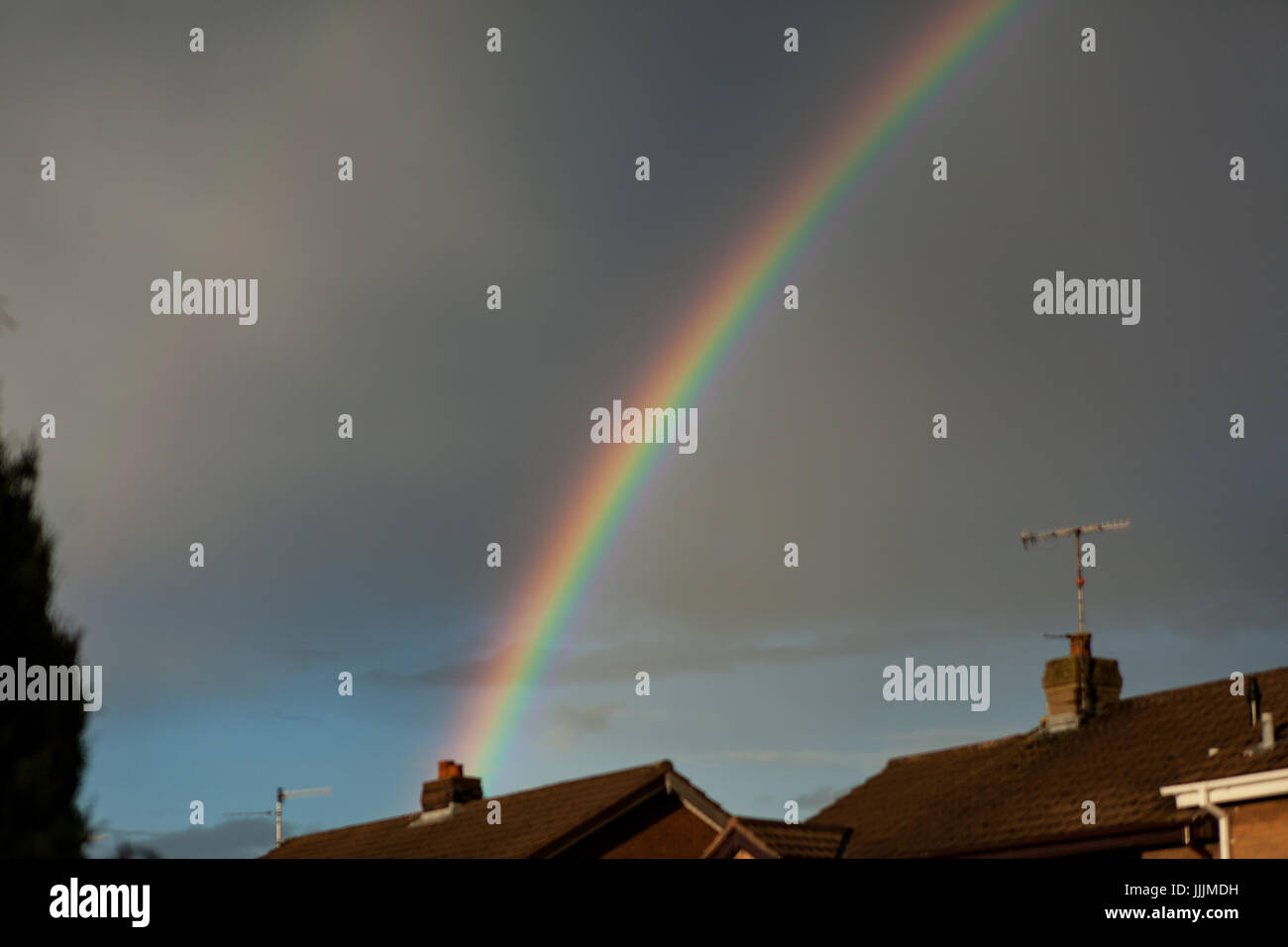 Belfast, Northern Ireland, UK. 20th July, 2017. UK Weather: Rainbow in ...
