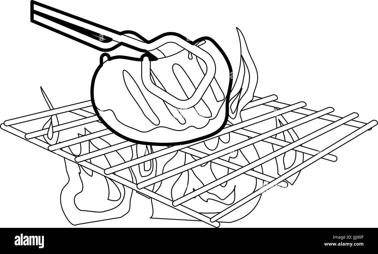 Cooking beef on barbecue icon outline Stock Vector Image & Art - Alamy