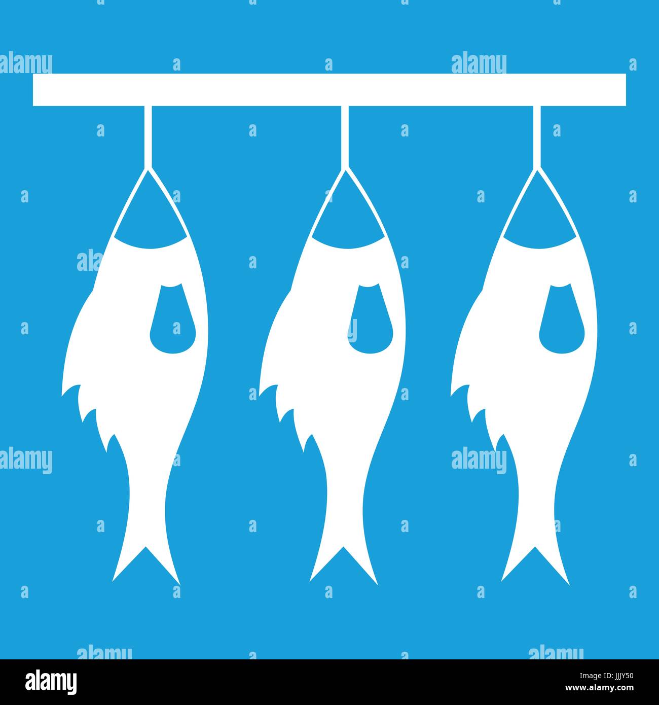 Three dried fish hanging on a rope icon white Stock Vector Image & Art ...