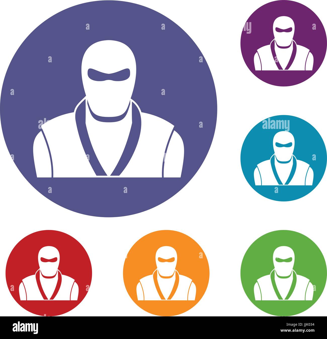Ninja in black mask icons set Stock Vector Image & Art - Alamy