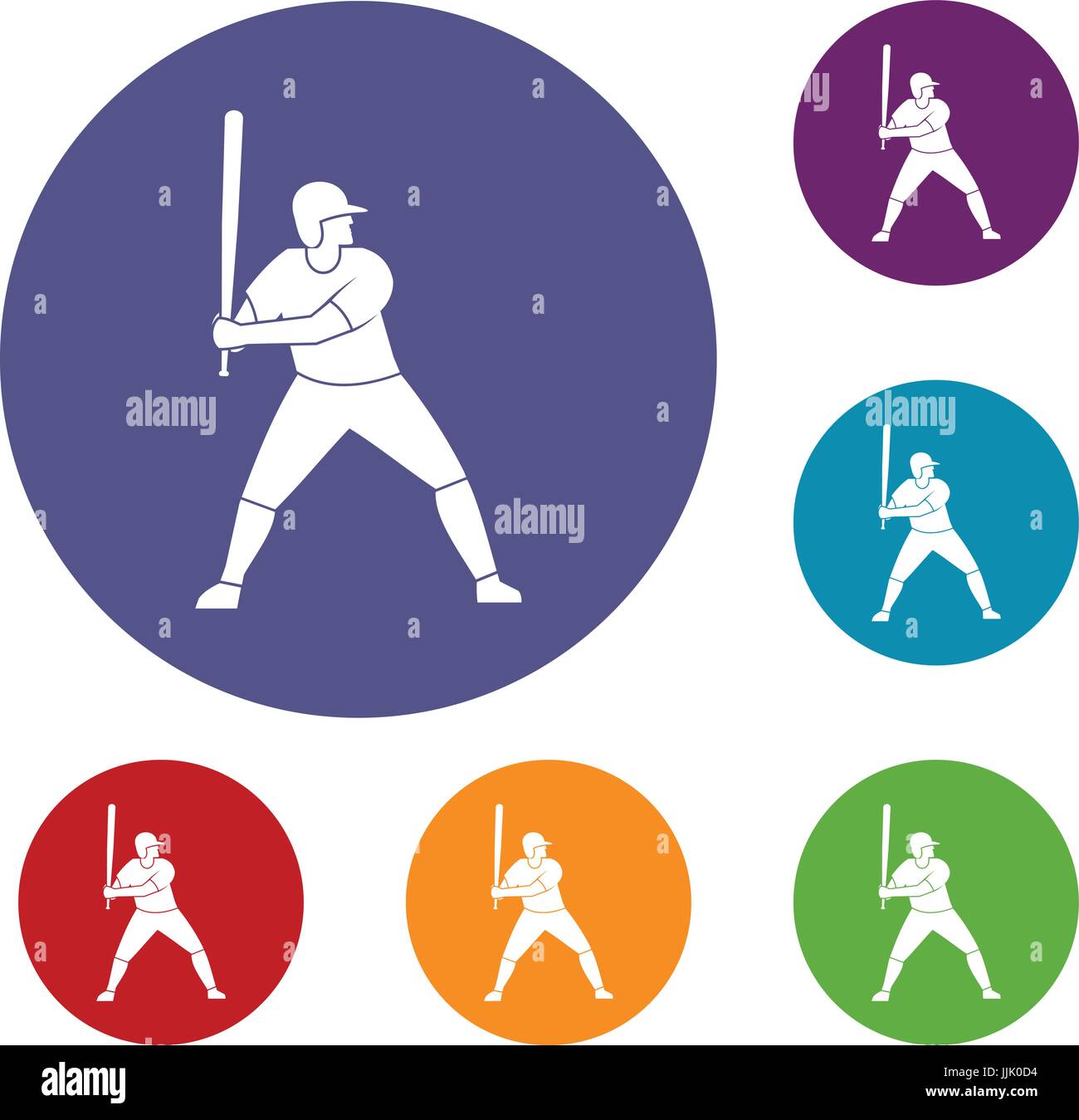 Baseball player with bat icons set Stock Vector Image & Art - Alamy