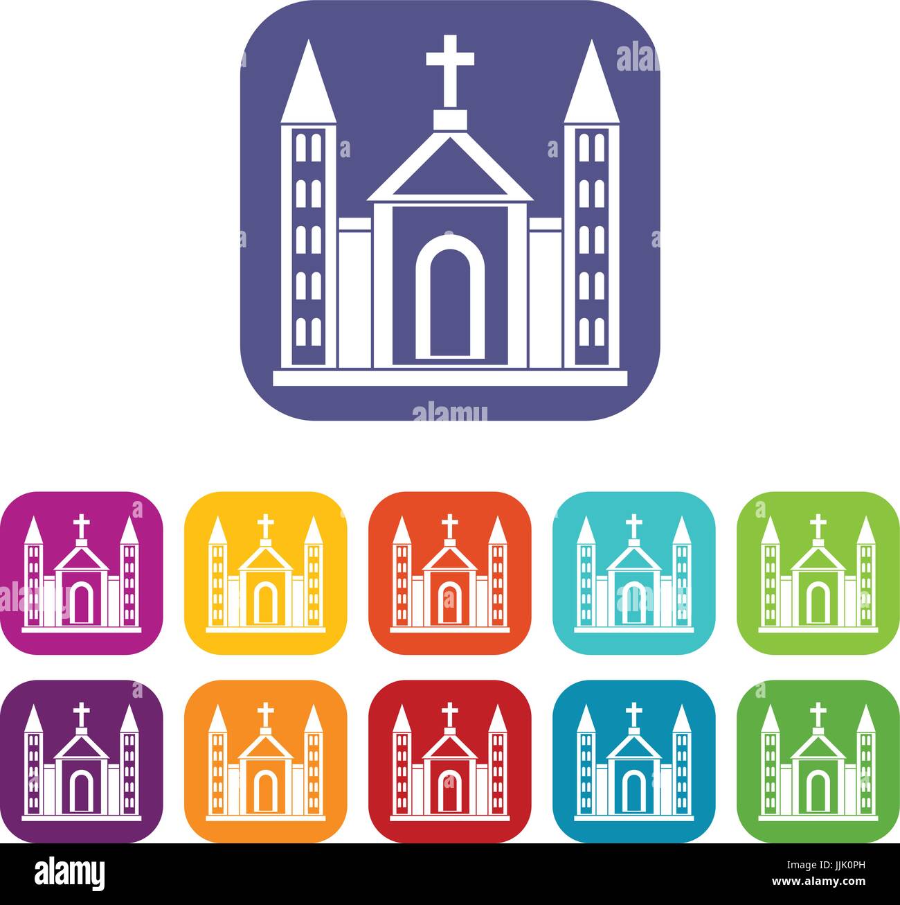 Christian catholic church building icons set Stock Vector Image & Art ...