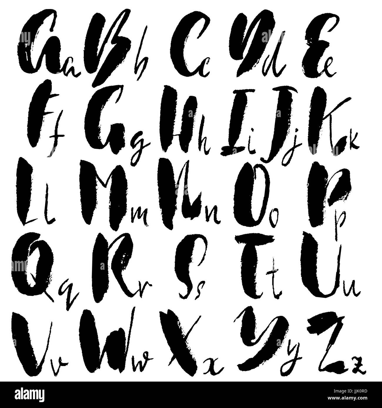 Hand drawn dry brush font. Modern brush lettering. Grunge style ...