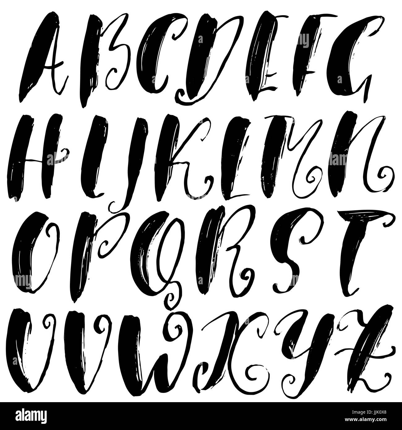 Hand drawn elegant calligraphy font. Modern brush lettering. Grunge ...