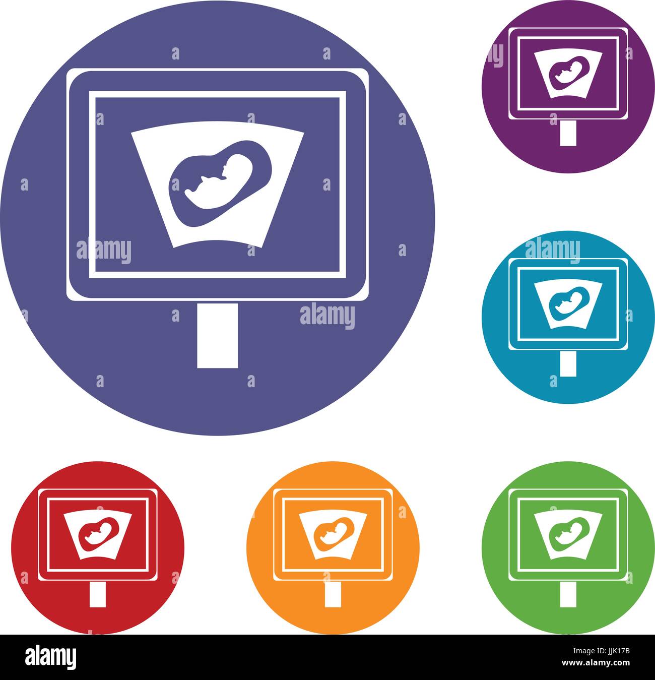 Ultrasound of baby in mother womb icons set Stock Vector Image & Art ...