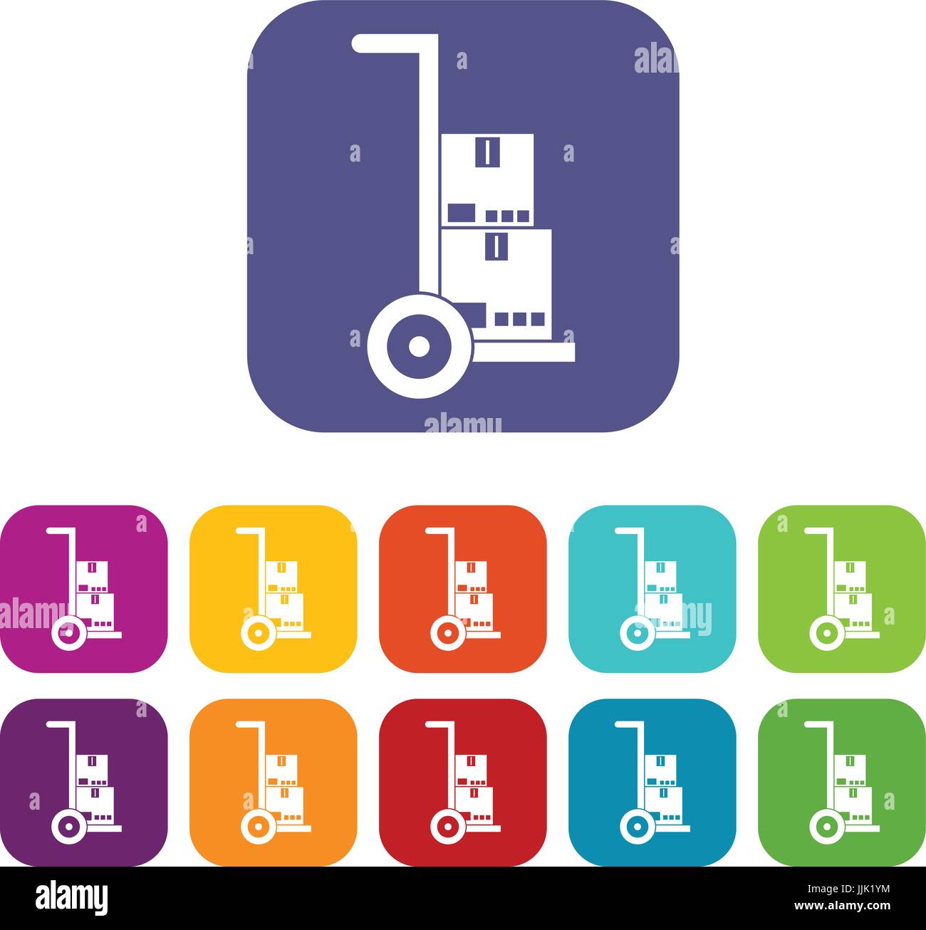 Hand cart with cardboards icons set Stock Vector Image & Art - Alamy