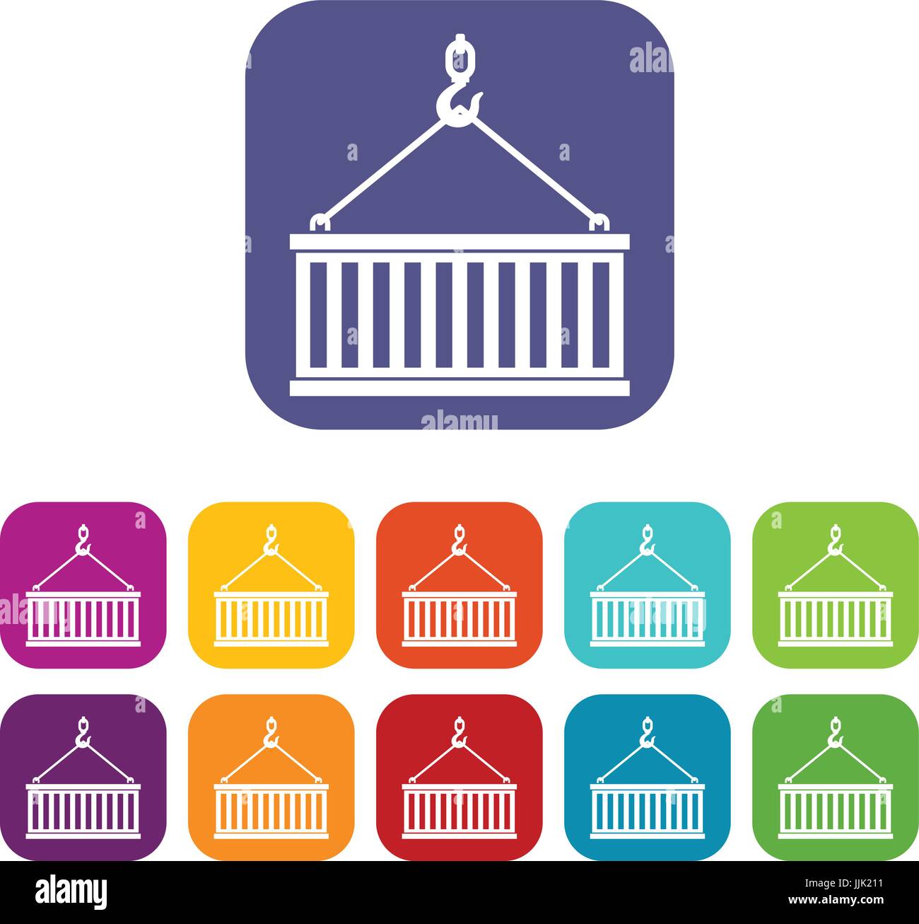 Crane hook lifts container icons set Stock Vector Image & Art - Alamy