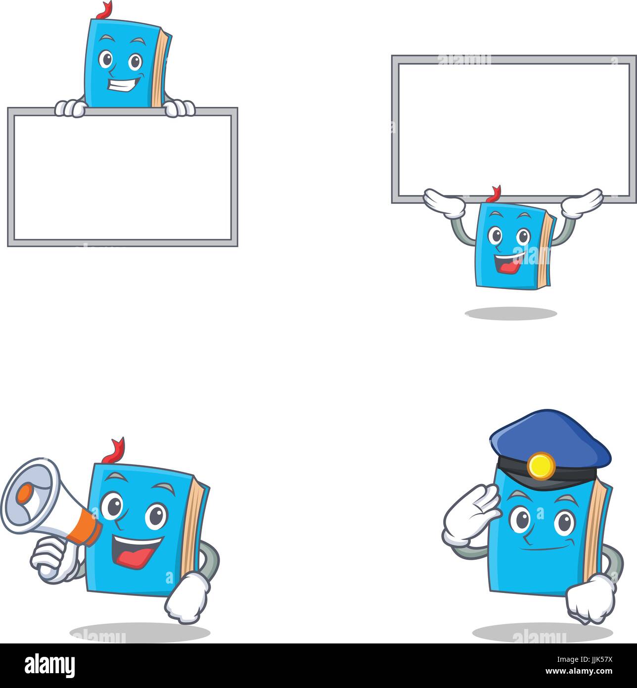 Set of blue book character with megaphone police board Stock Vector ...